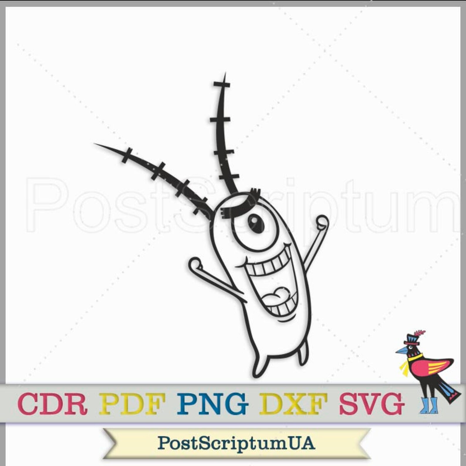 Plankton Sponge Bob Svg Png Clip Art Decor Silhouette | Etsy