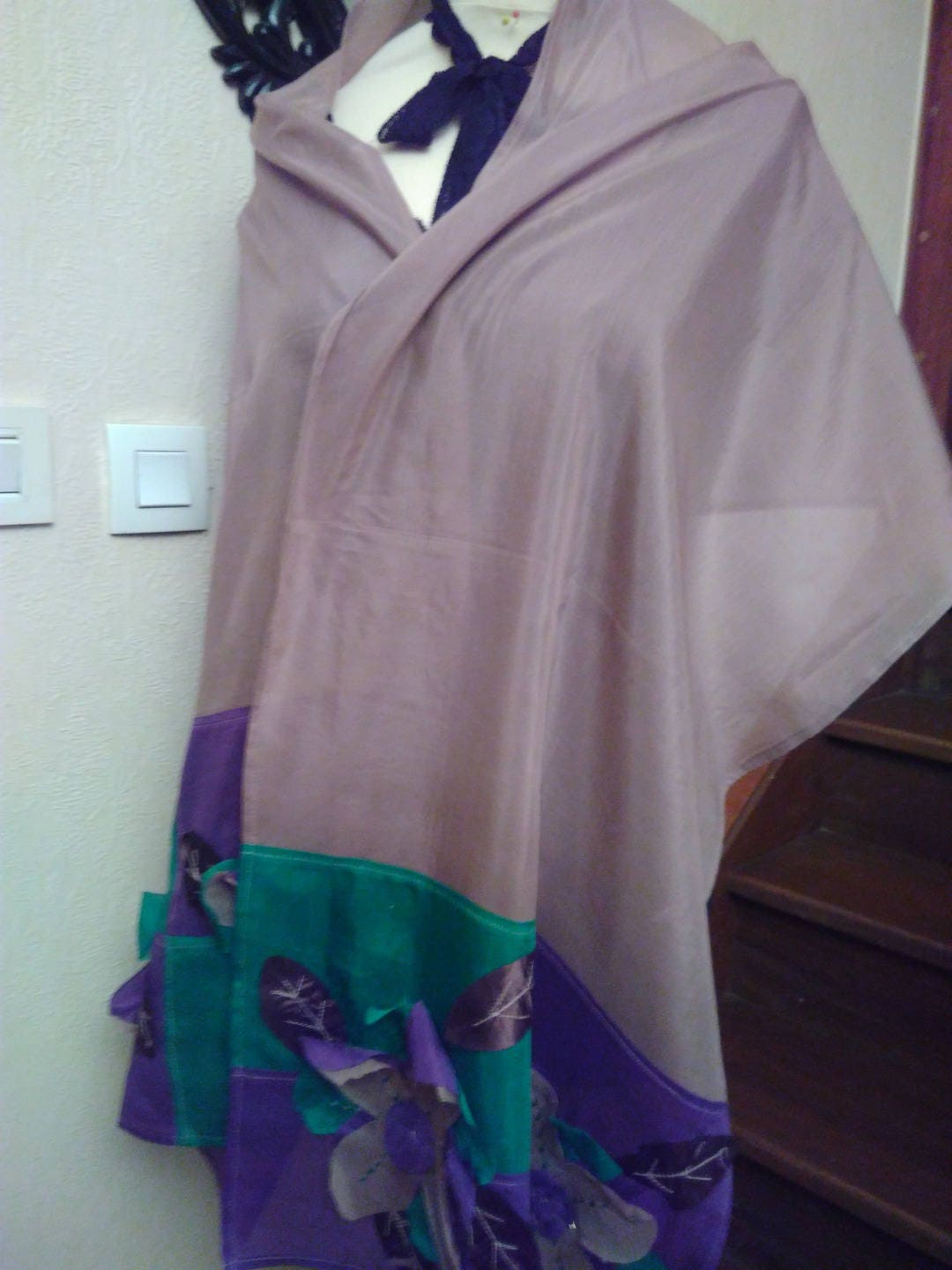 Silk Stole, Patch Works Pattern, Beige Color, Woman Stole, Wedding ...