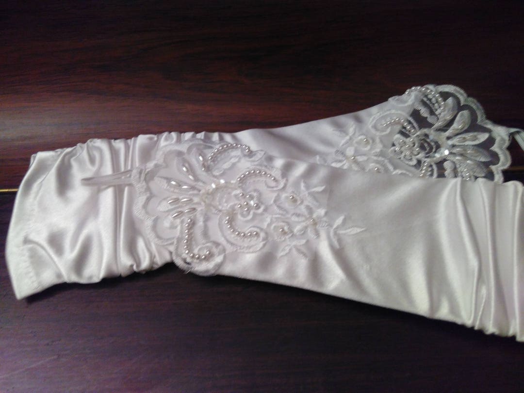 Long White Satin Ceremonial Mittens - Etsy