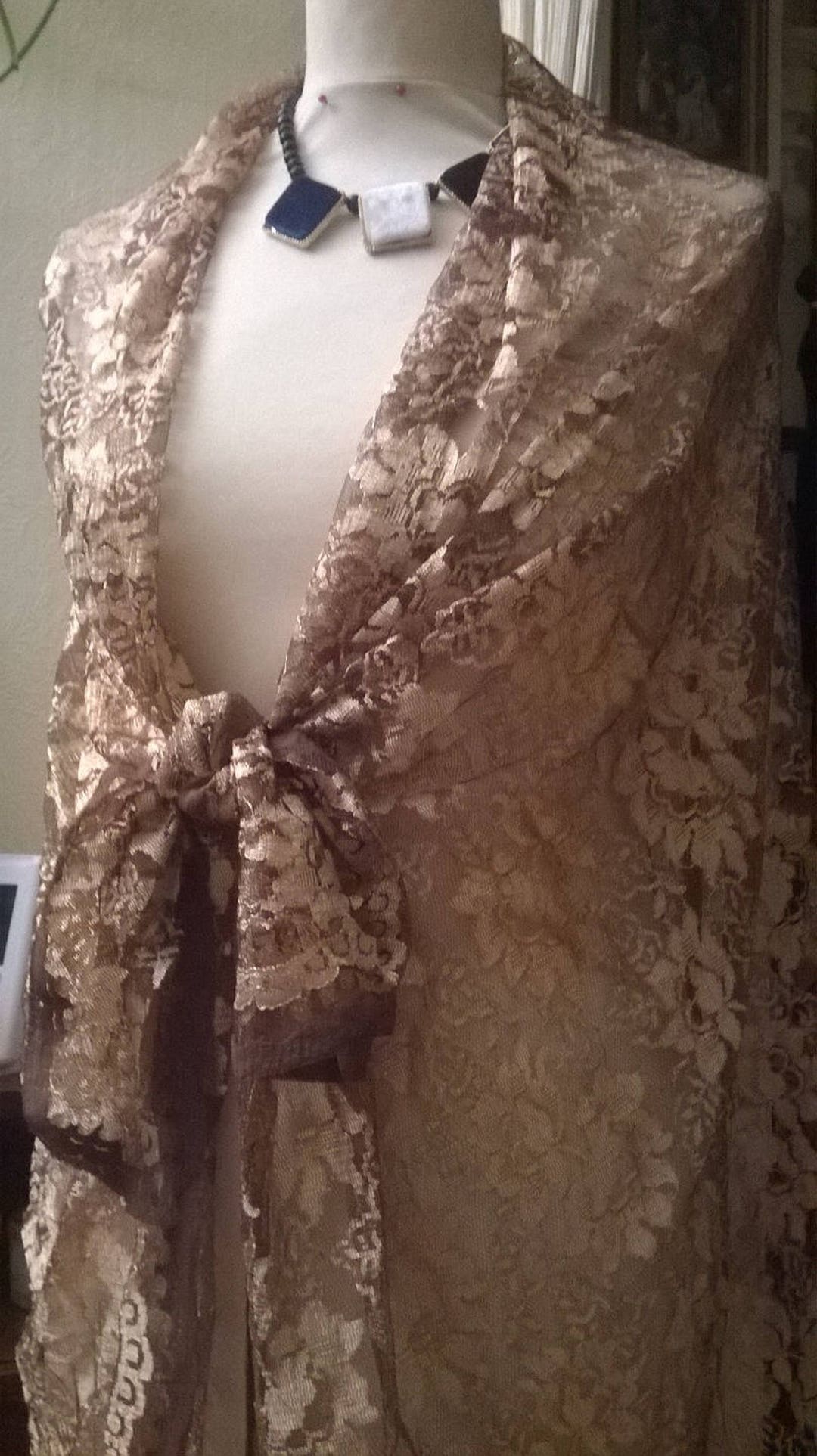 Wedding Stole, Lace, Golden Brown Color, Golden Stole,female Stole,girl ...