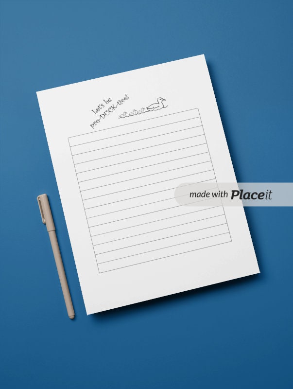 Printable Duck Pun Stationery Pro-duck-tive Lined Paper - Etsy