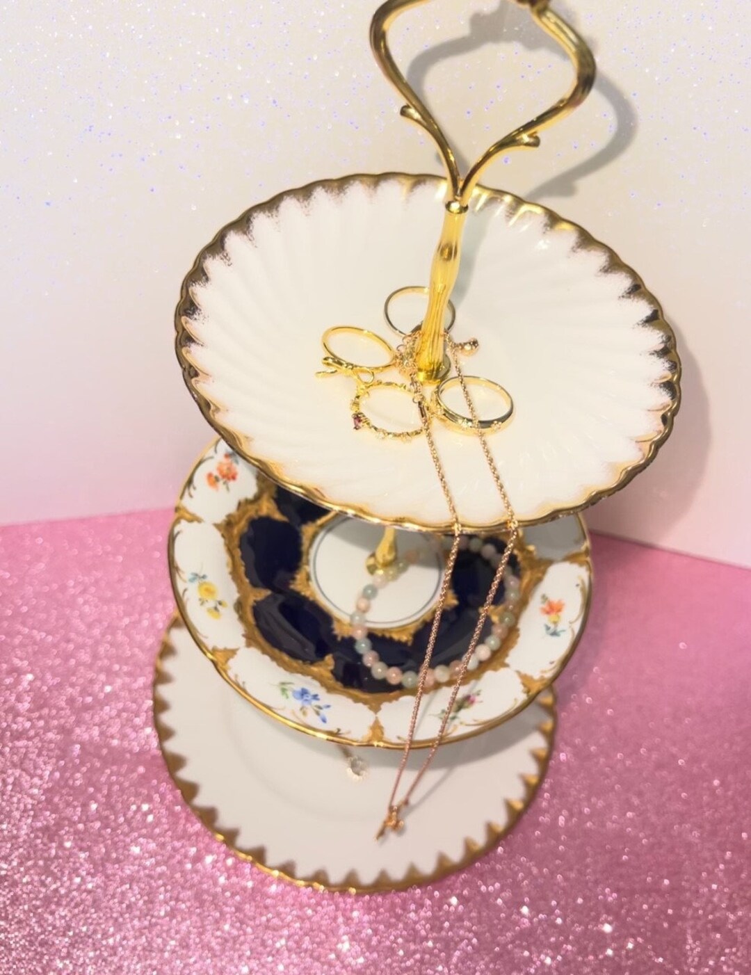 The "marigold" - 3 Tiered Vintage Plate Stand - Etsy