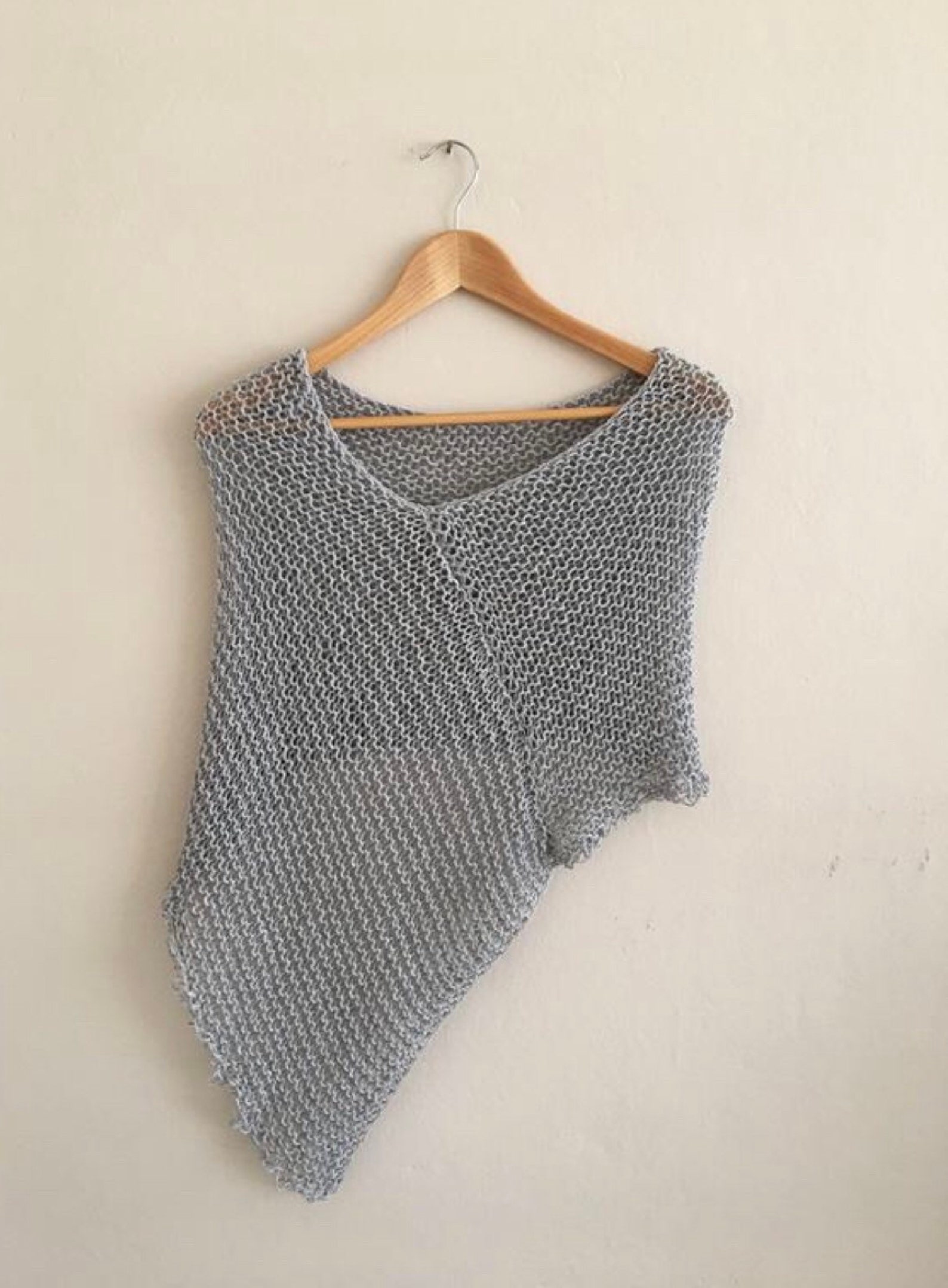 Knitting Cotton Poncho Grey Poncho Women's Summer Knit | Etsy