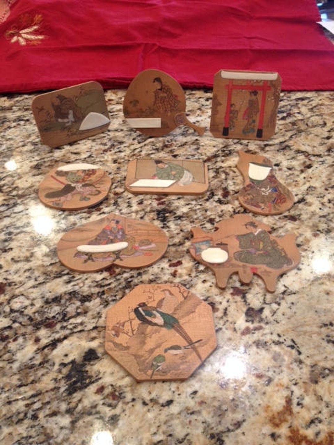 Vintage Hand Painted Chinese Name Cards With Bone Inlay. Exceptionally ...