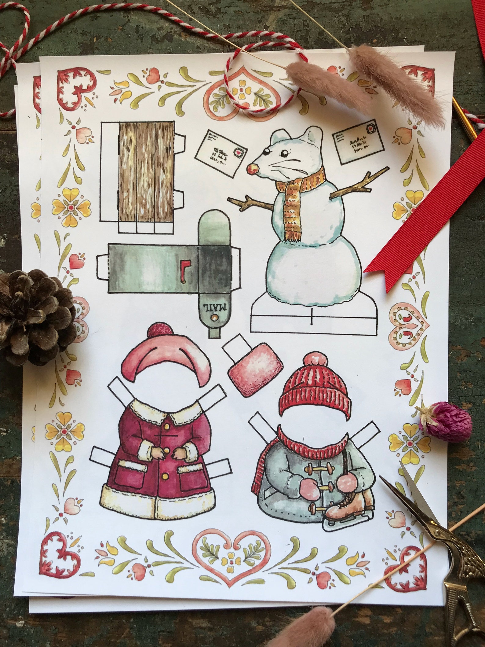 Valentine Mouse Paper Dolls - Etsy