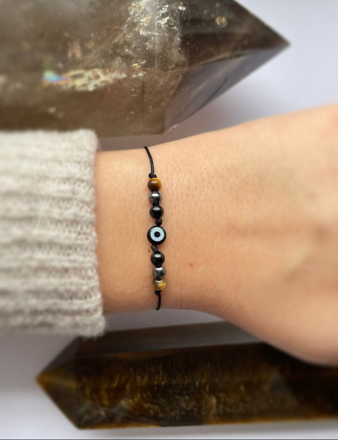 Evil Eye Triple Protection Bracelet, Gifts for Him Gifts for Her, Black ...