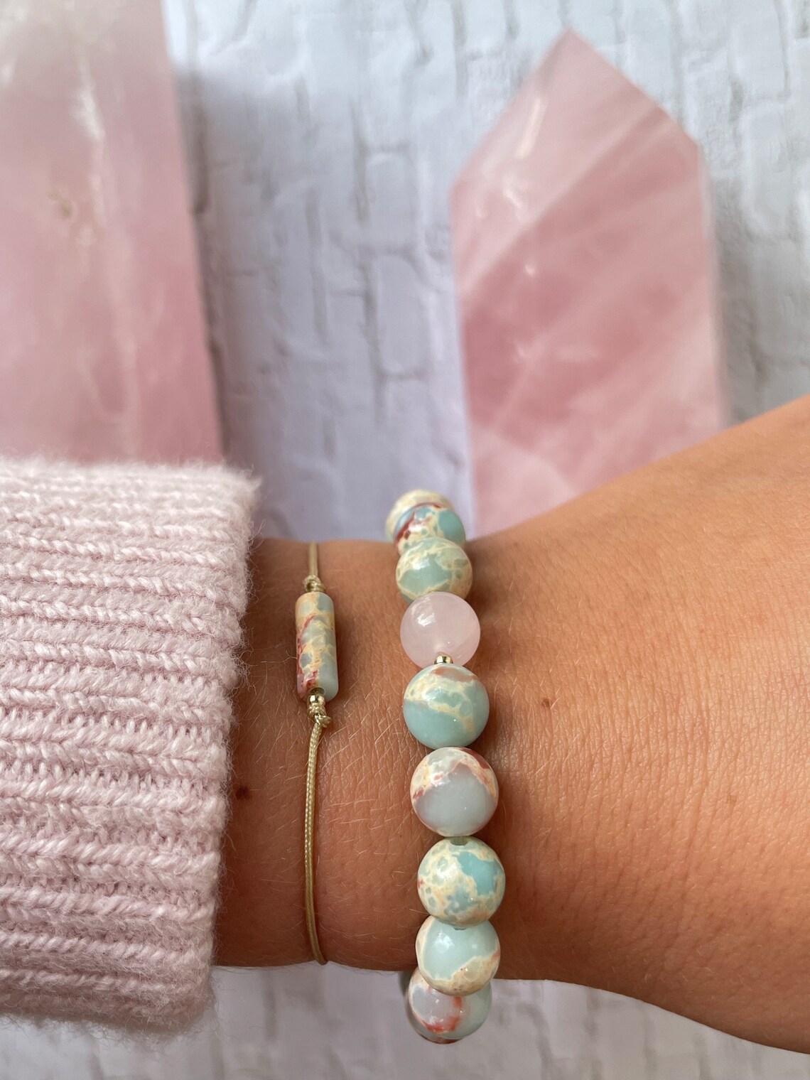 Inner Peace Aquaterra Jasper Bracelet, Healing Positive Bracelet, Gifts ...
