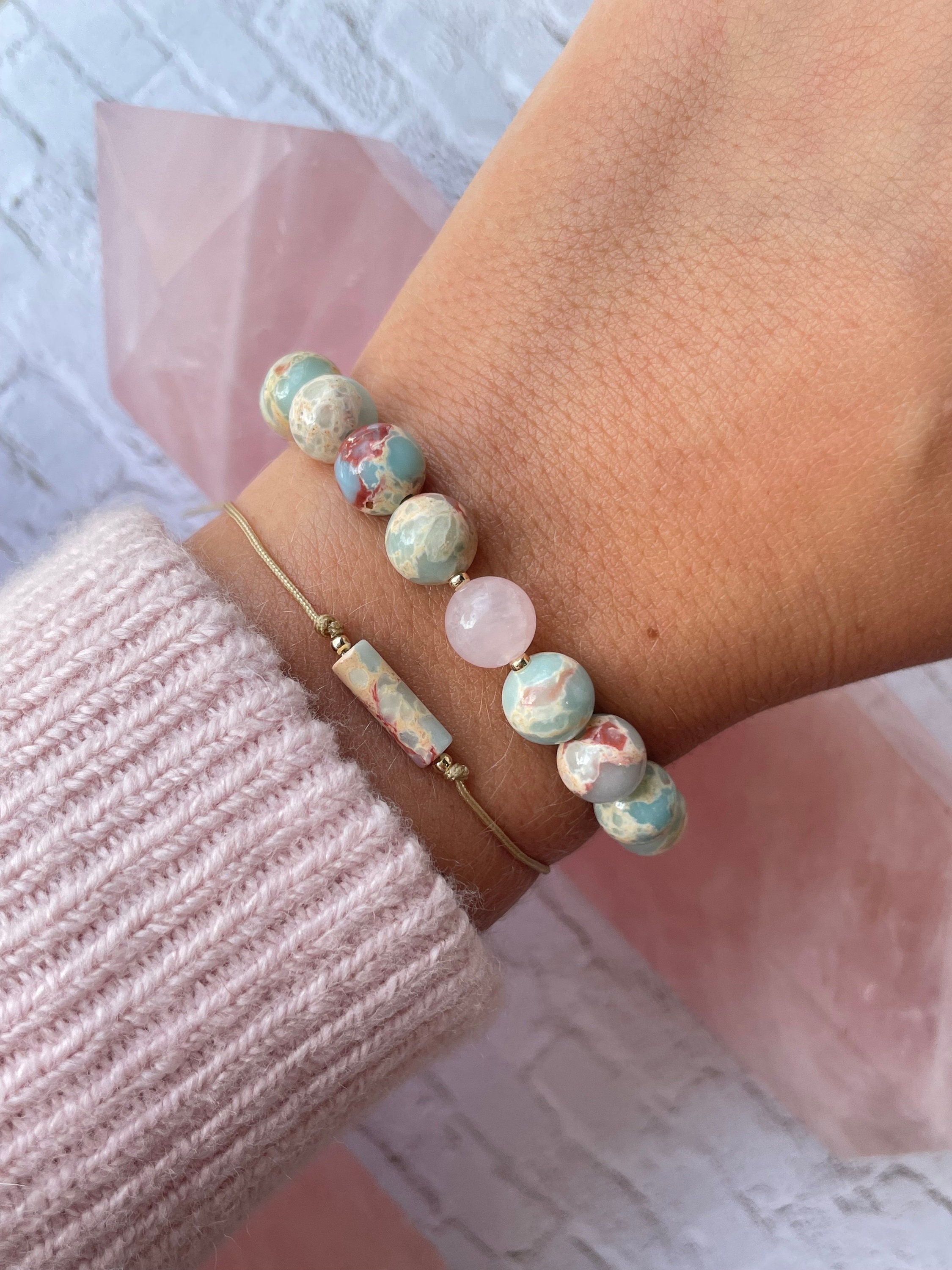 Inner Peace Aquaterra Jasper Bracelet, Healing Positive Bracelet, Gifts ...
