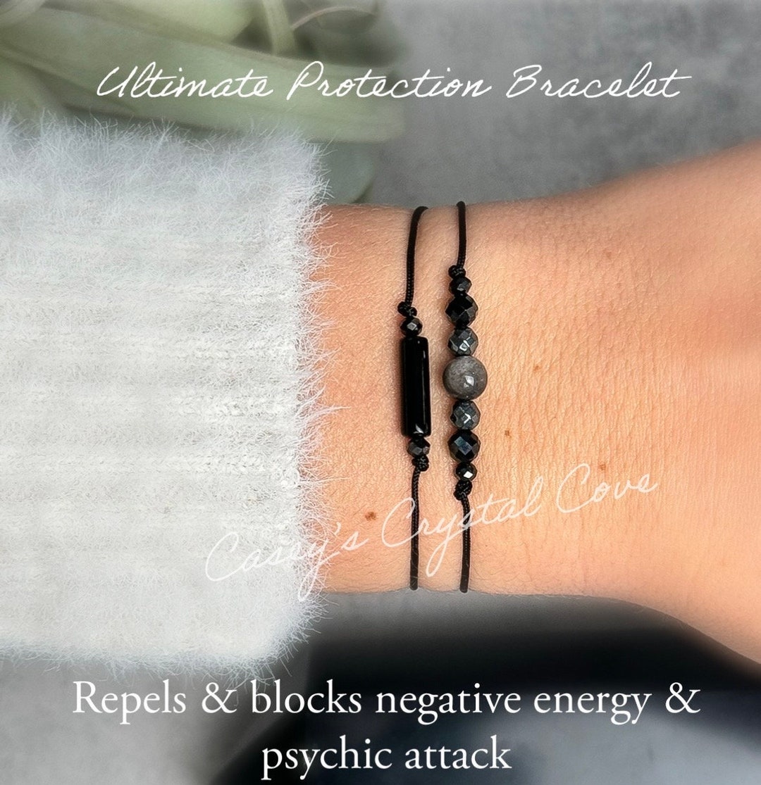 Triple Protection Bracelet, Empath Protection, Black Tourmaline and ...