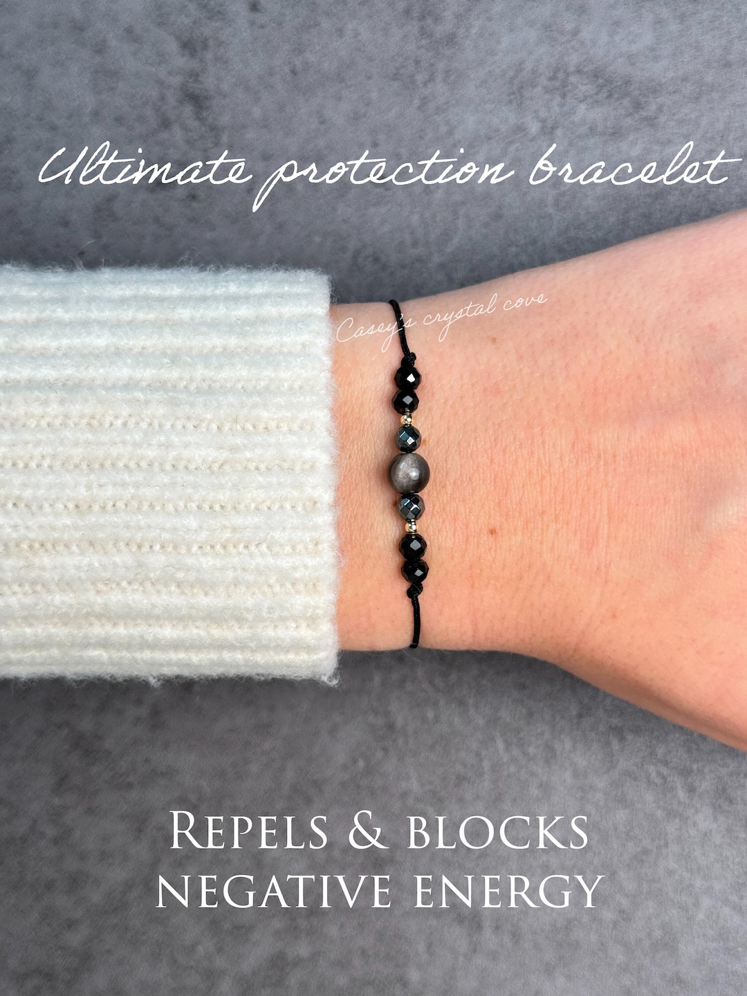 Triple Protection Bracelet, Empath Protection, Black Tourmaline and ...
