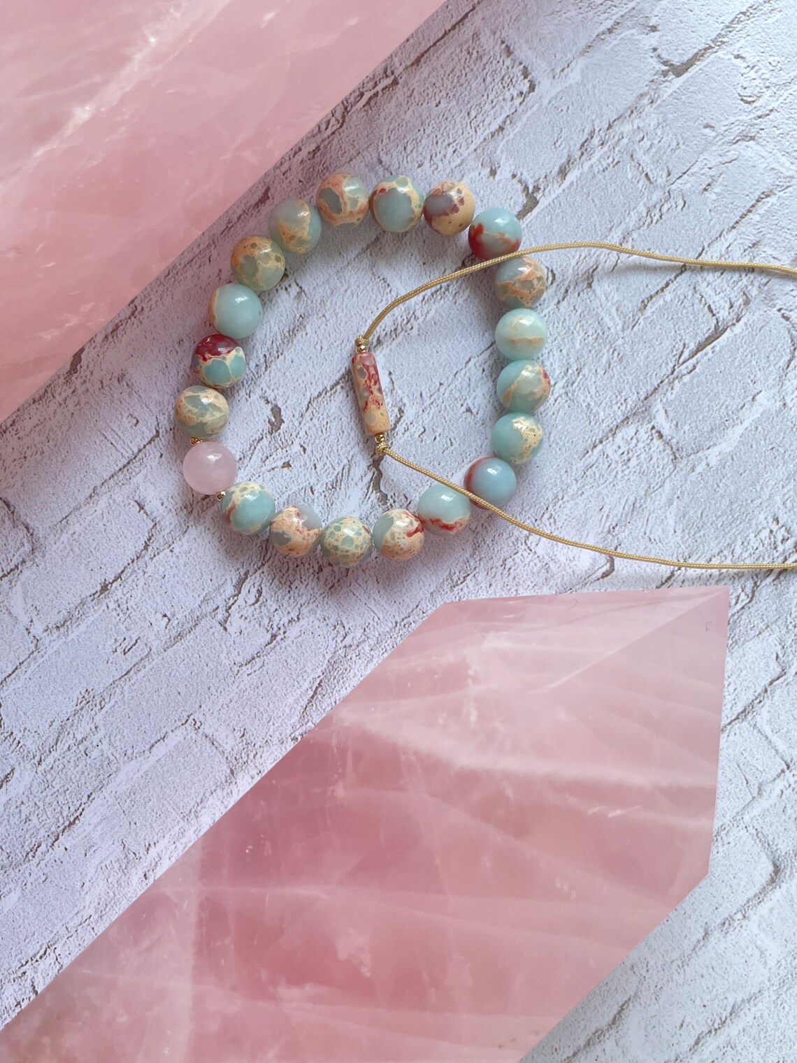 Inner Peace Aquaterra Jasper Bracelet, Healing Positive Bracelet, Gifts ...