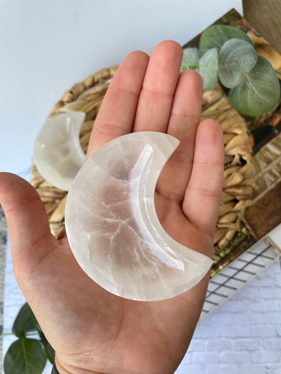 Selenite Charging Bowling, Cleanse and Charge Crystals, Selenite Moon ...