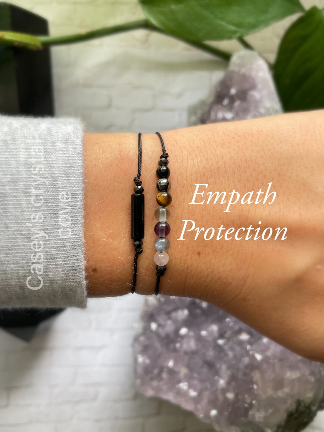 Ultimate Empath Protection Bracelet Set Energy Cleanse Emf Protection Tourmaline Labradorite ...