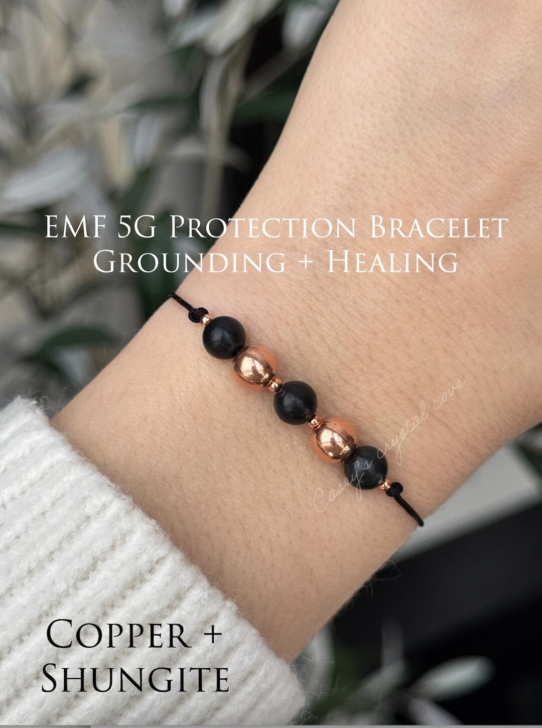 Shungite + Copper EMF 5G Grounding Protection Bracelet, Empath ...