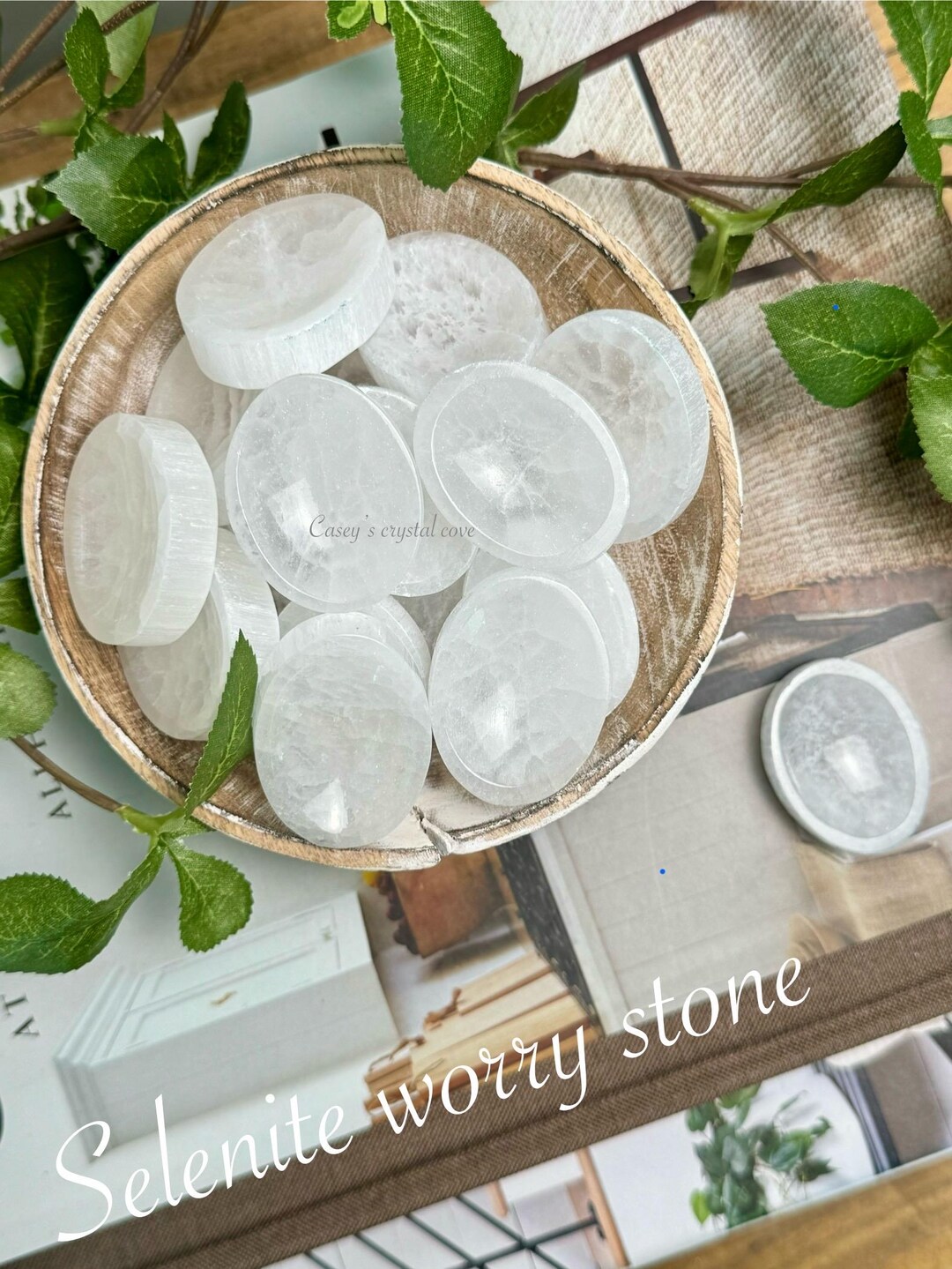 Selenite Worry Stone, Negative Energy Blocker, Protection Crystals ...