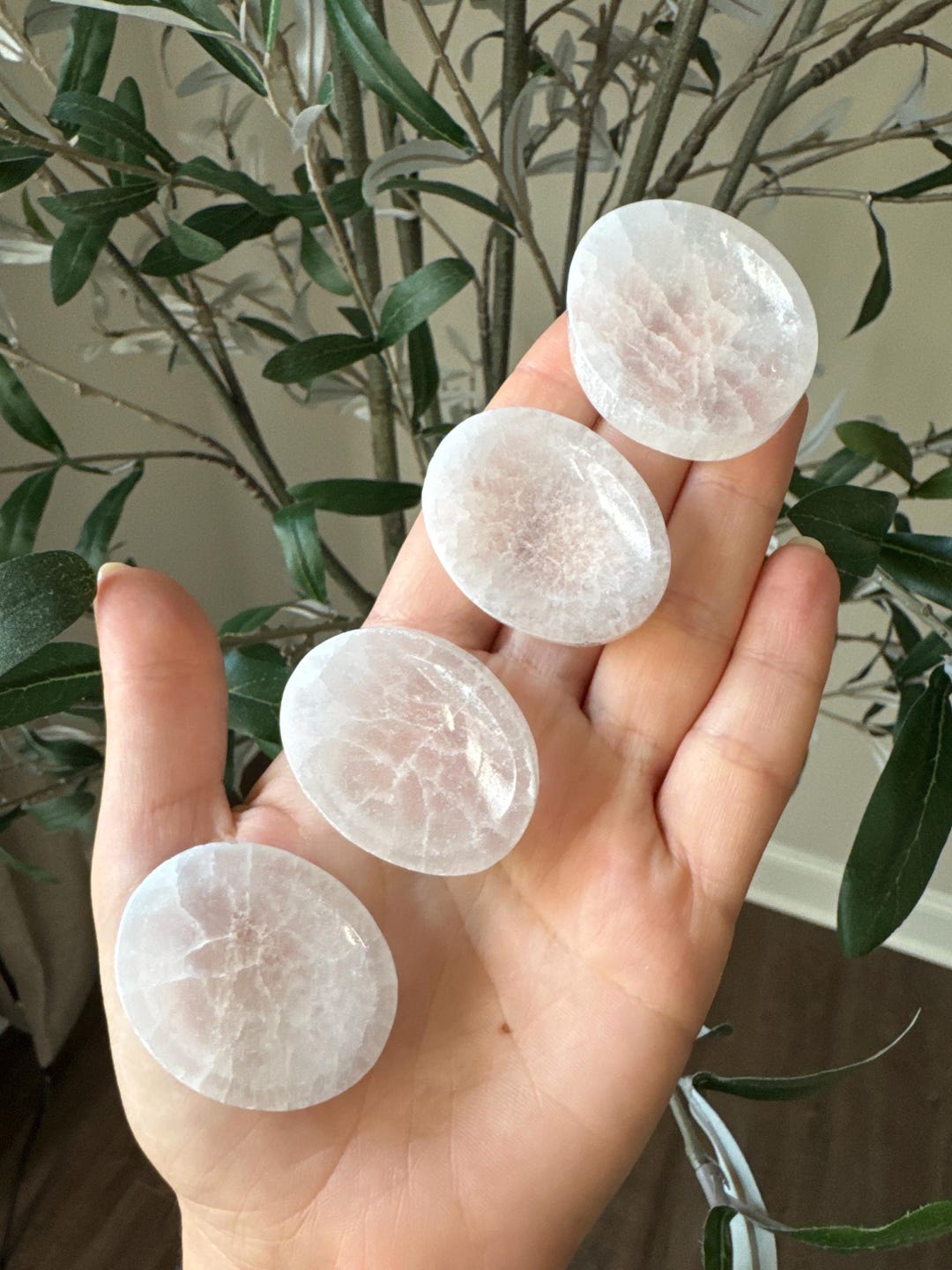 Selenite Worry Stone, Negative Energy Blocker, Protection Crystals ...