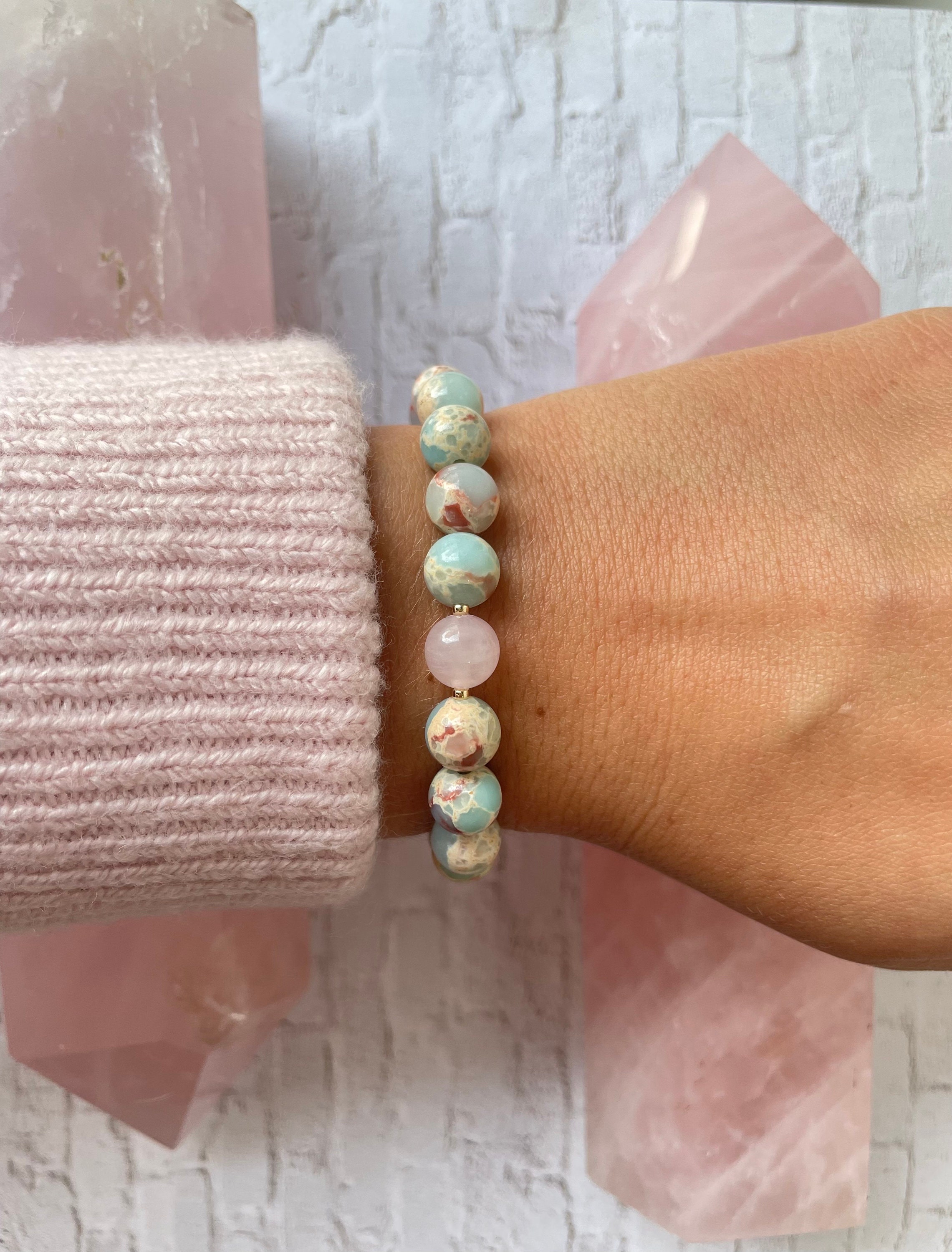 Inner Peace Aquaterra Jasper Bracelet, Healing Positive Bracelet, Gifts ...