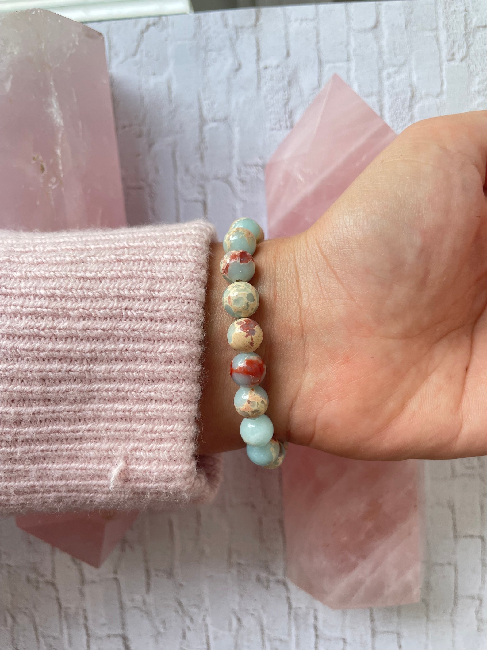 Inner Peace Aquaterra Jasper Bracelet, Healing Positive Bracelet, Gifts ...