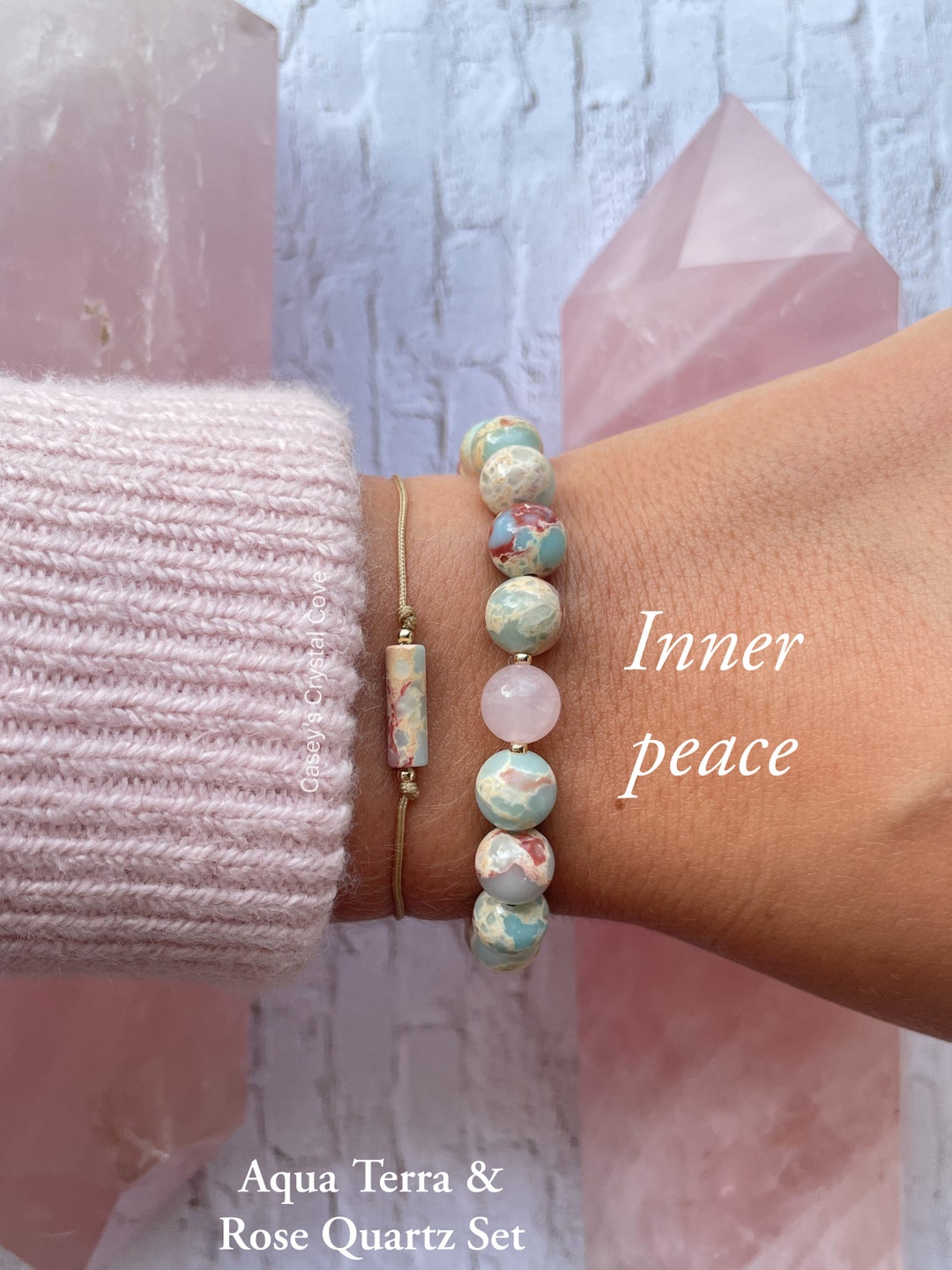 Inner Peace Aquaterra Jasper Bracelet, Healing Positive Bracelet, Gifts ...