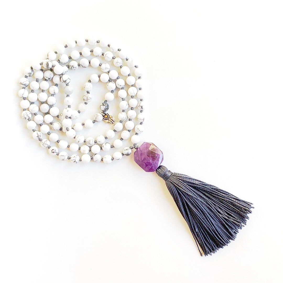 Mala Making Kit for Meditation, Calm + Peace White Howlite Yoga ...