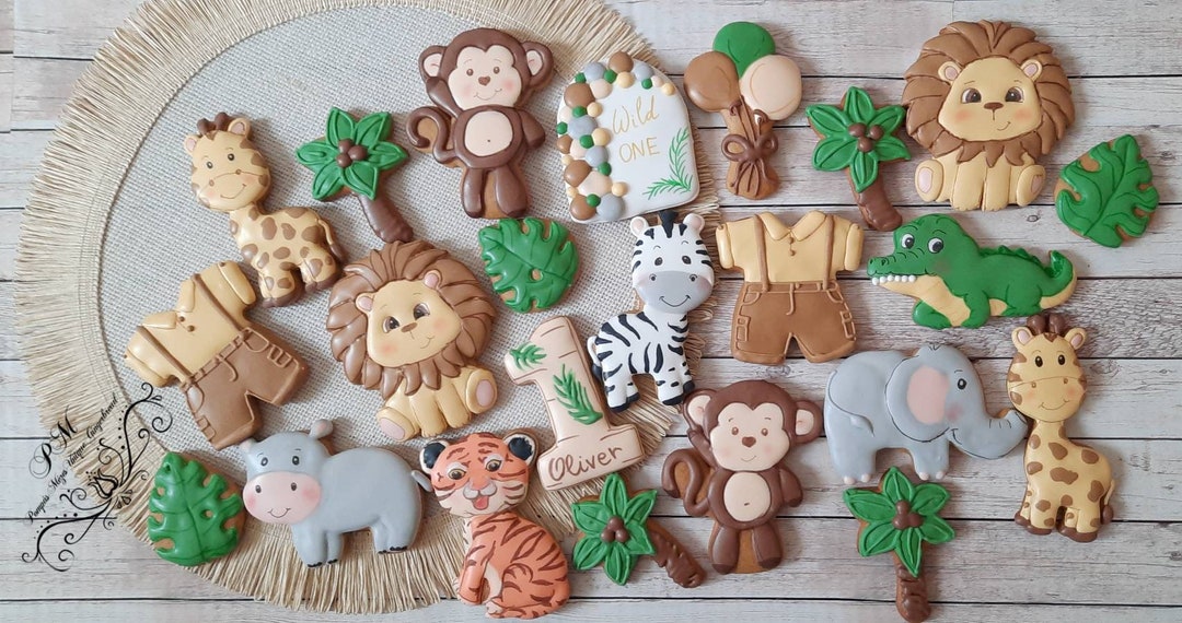 Wild Animal Cookies, Birthday Cookies, Party Favor, Jungle Animal ...