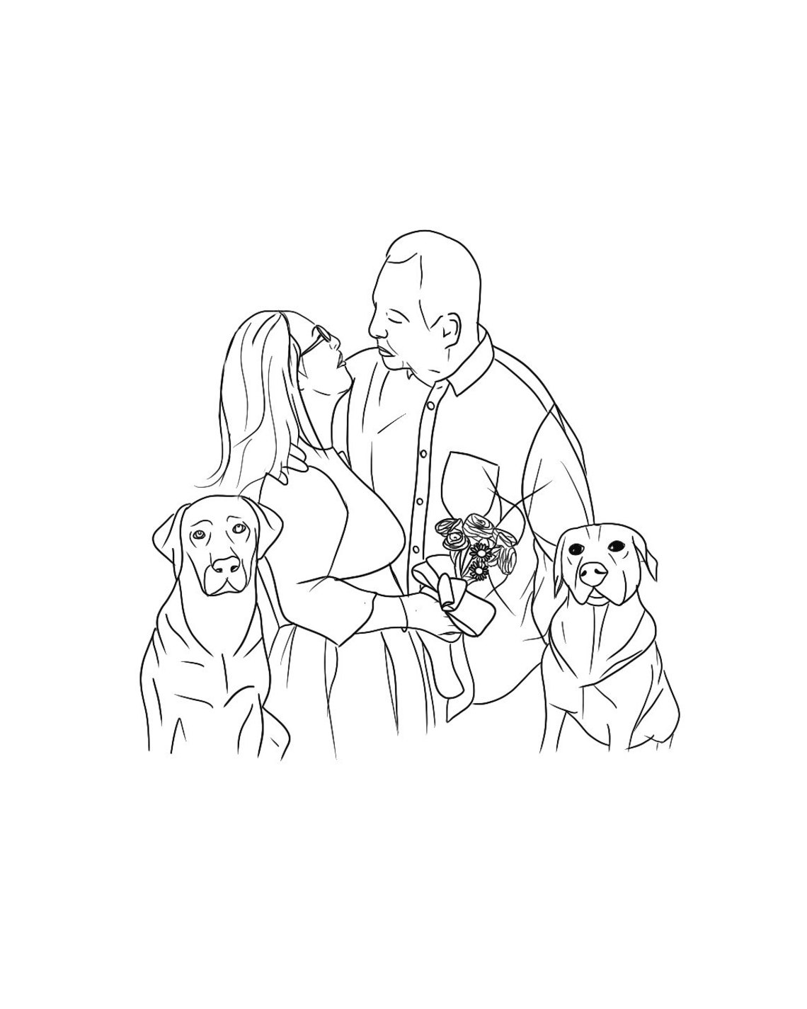 4 Person Fine Line Portrait - Etsy