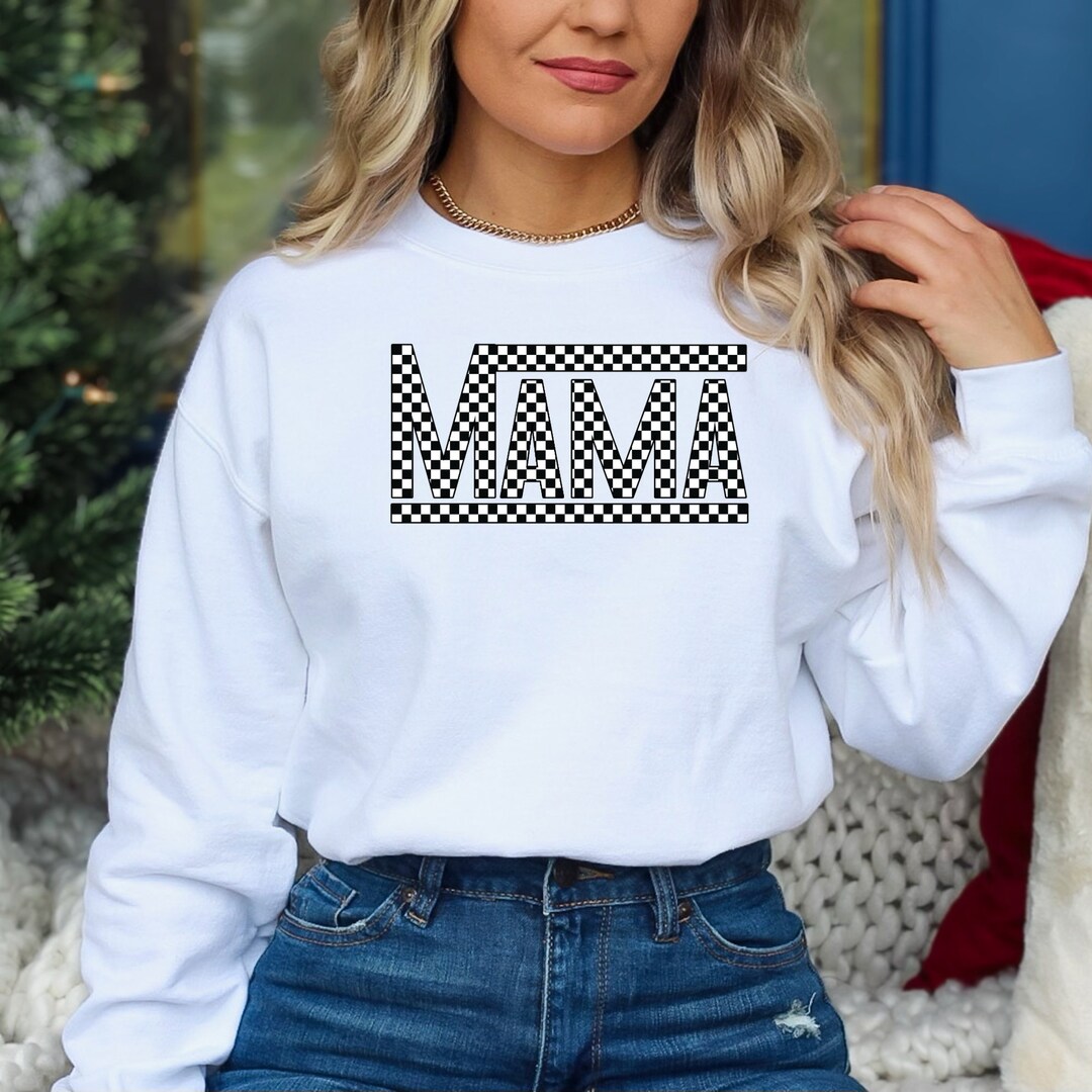 Checkered Retro Mama Sweatshirt Varsity Mom Crewneck Mother's Day Gift ...