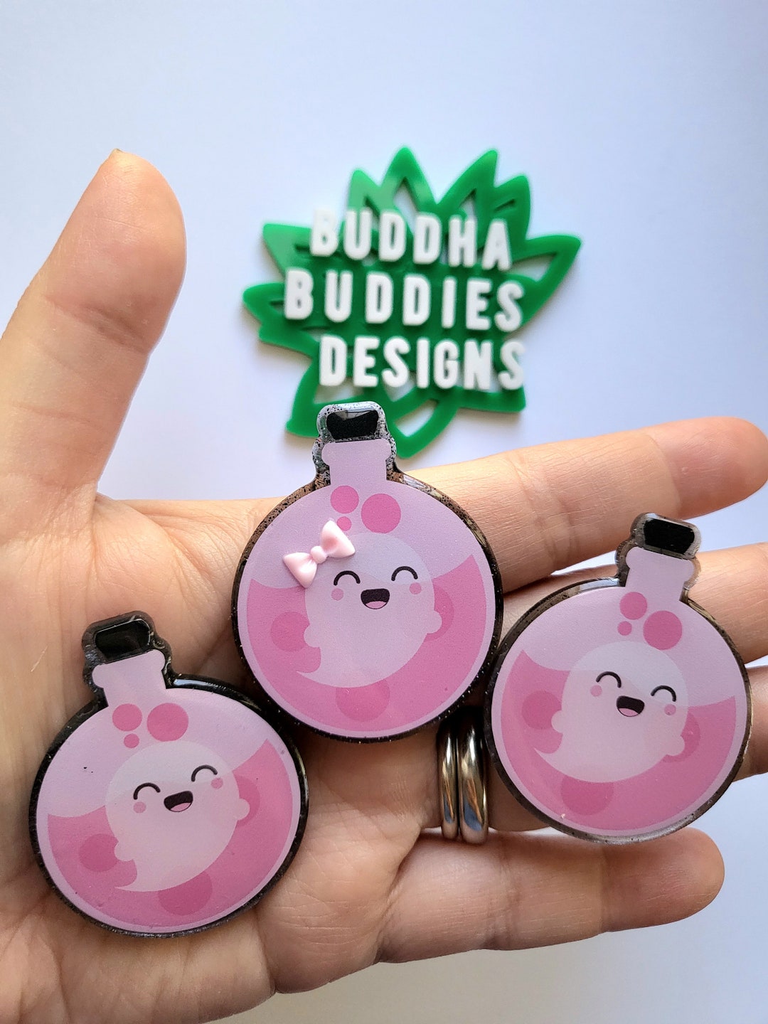 Pink Halloween Kawaii Ghost Potion Badge Reel. Spookytime. Nurse Badge ...