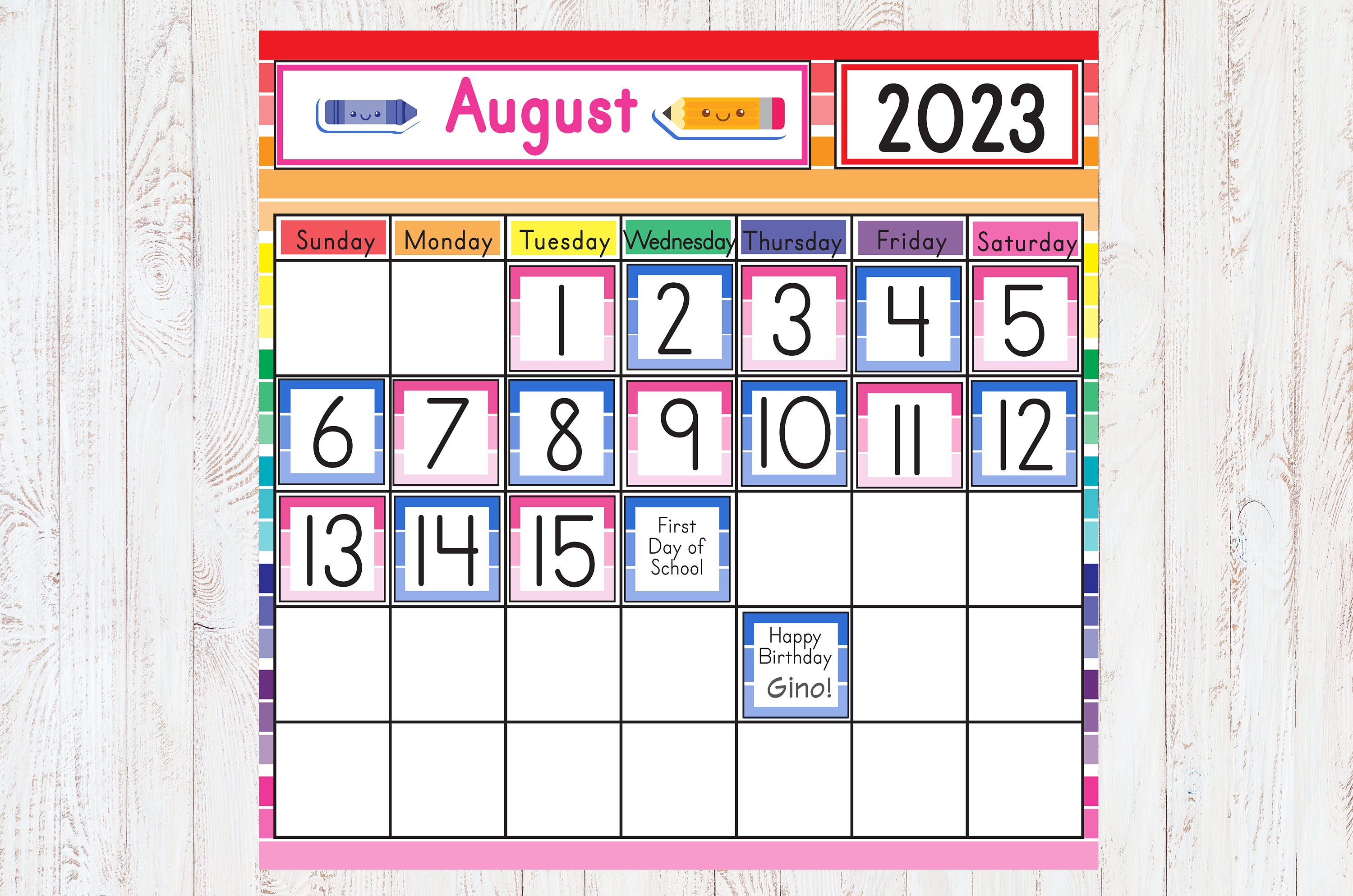 Classroom Calendar | Paint Chip Theme Classroom Calendar | Rainbow ...