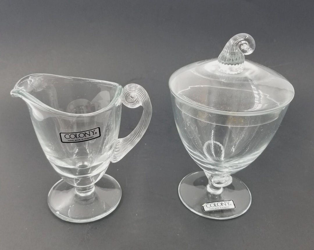 Vintage Crate and Barrel Colony Crystal Sugar & Creamer Set Handcrafted ...