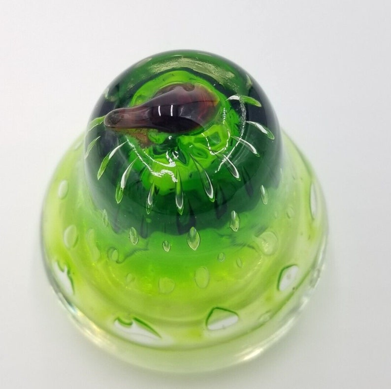Vintage Murano Glass Pear Paperweight Italy Bullicante Control Bubble ...