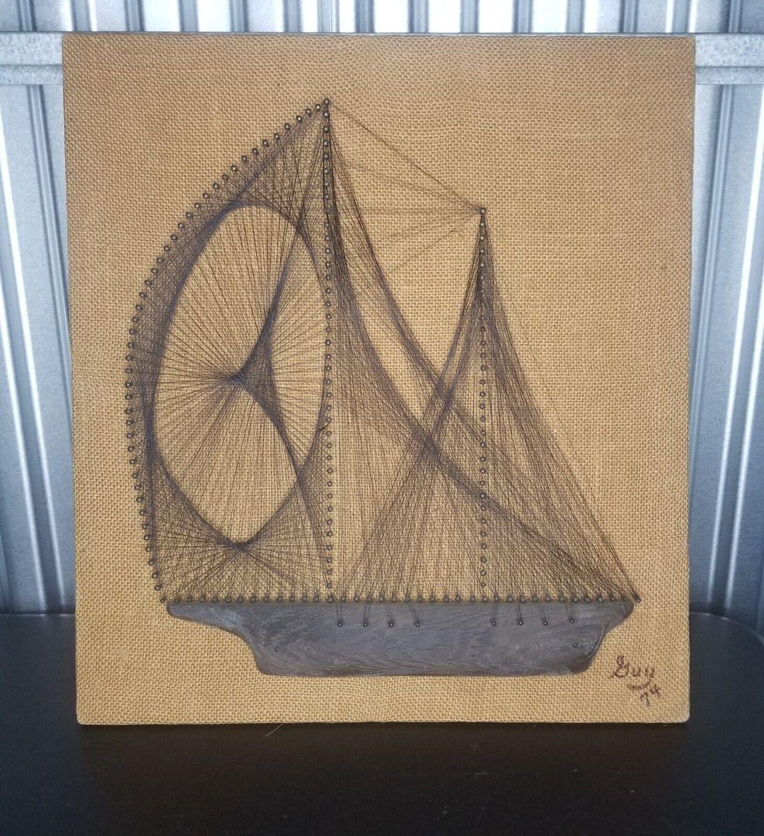 Vth Nautical String Art Boat Ship on Canvas Challenger Schooner 1970s ...