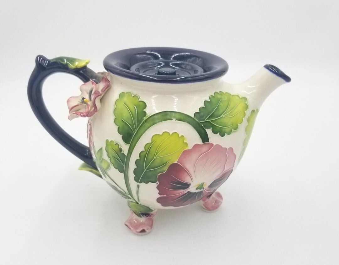 Jeanette Mccall 2004 Ceramic Teapot Lid for Blue Sky Raised Applied ...