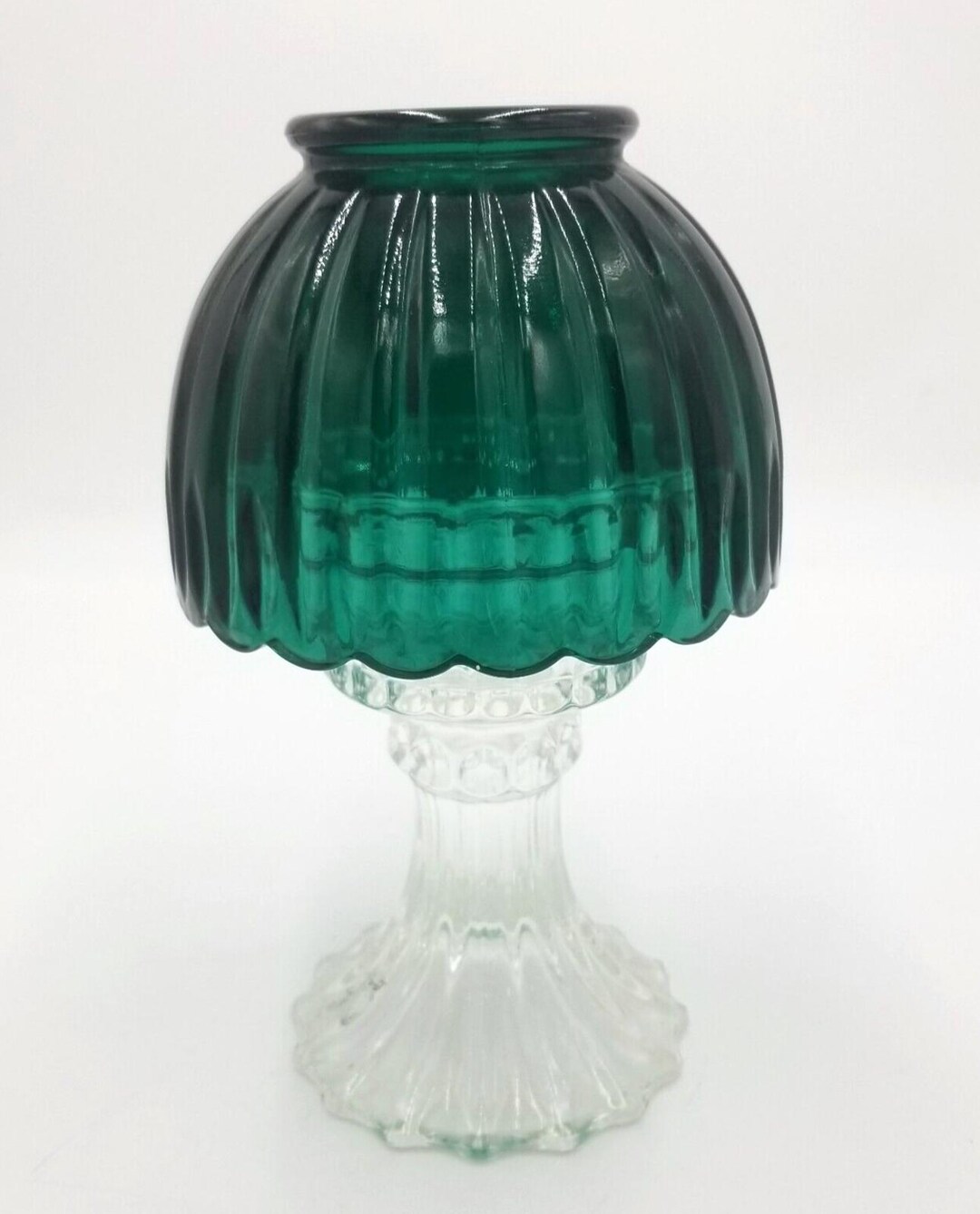 LE Smith Glass Fairy Lamp Candle Votive GREEN Ribbed Shade W Original ...