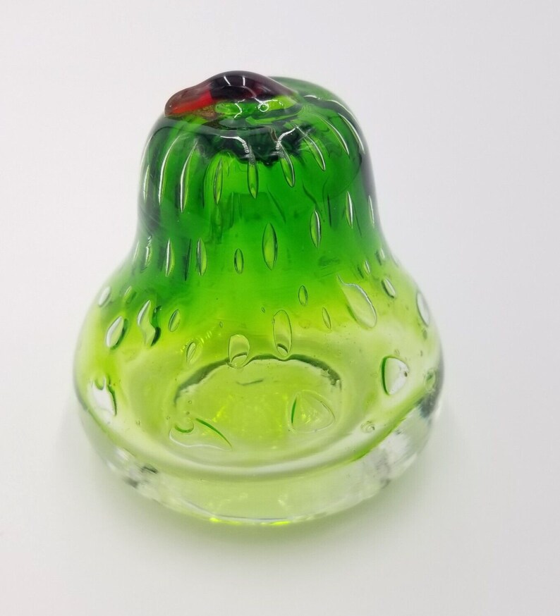Vintage Murano Glass Pear Paperweight Italy Bullicante Control Bubble ...