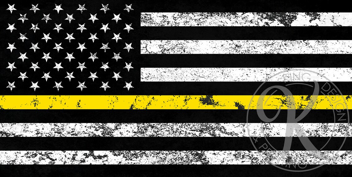 Thin Yellow Line Dispatcher Flag Matrícula Descargar - Etsy España