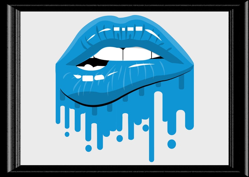 Dripping Light Blue Lips Digital Download - Etsy