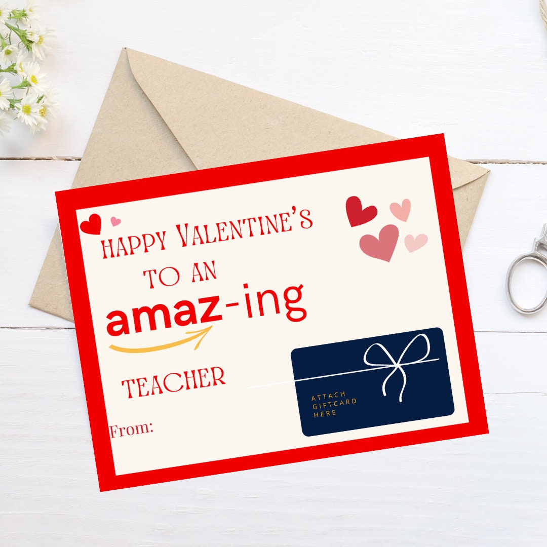 Teacher Valentine Gift Card Holder, Teacher Valentine, Printable ...