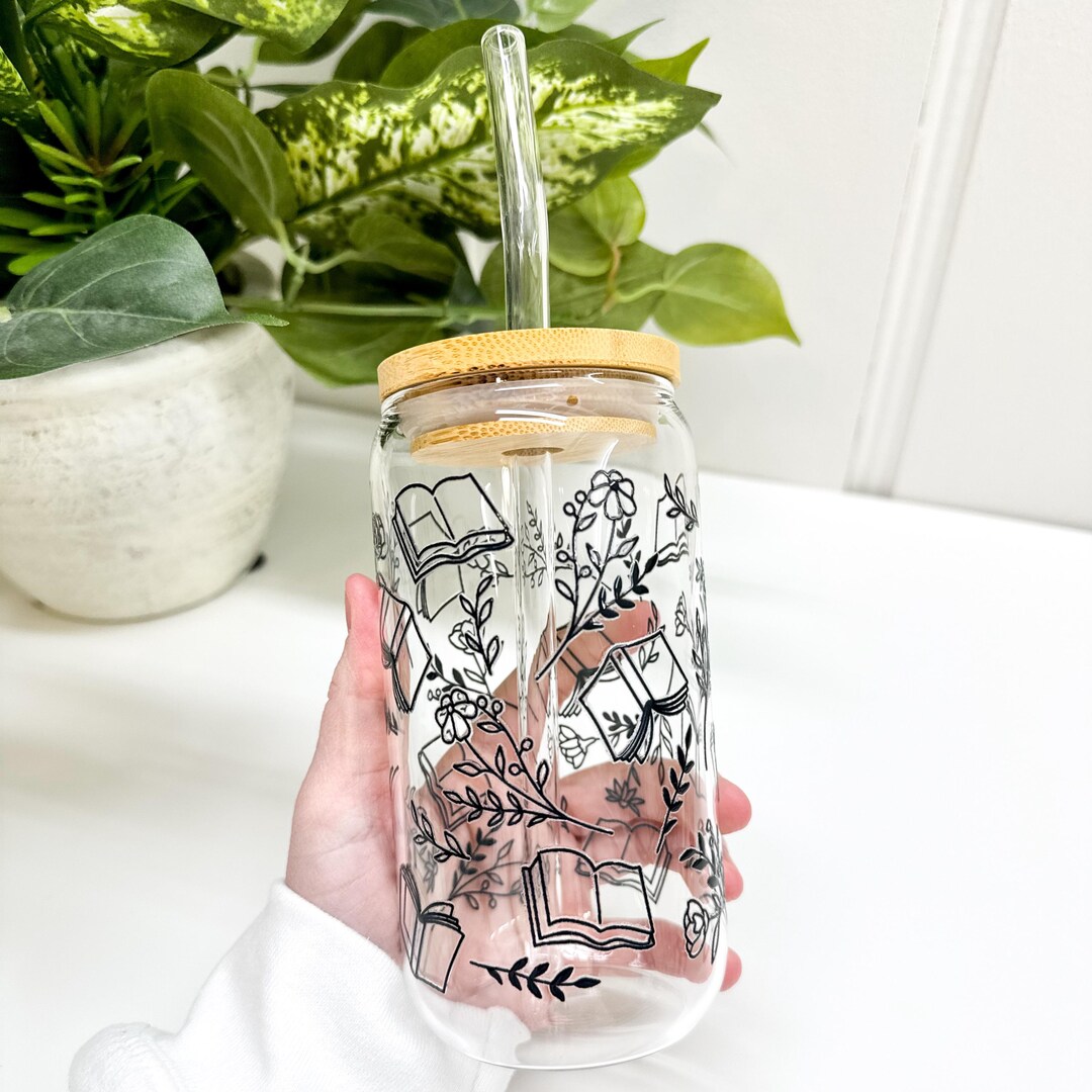 Black Book Floral Outline 16 Oz Libbey Cup - Etsy