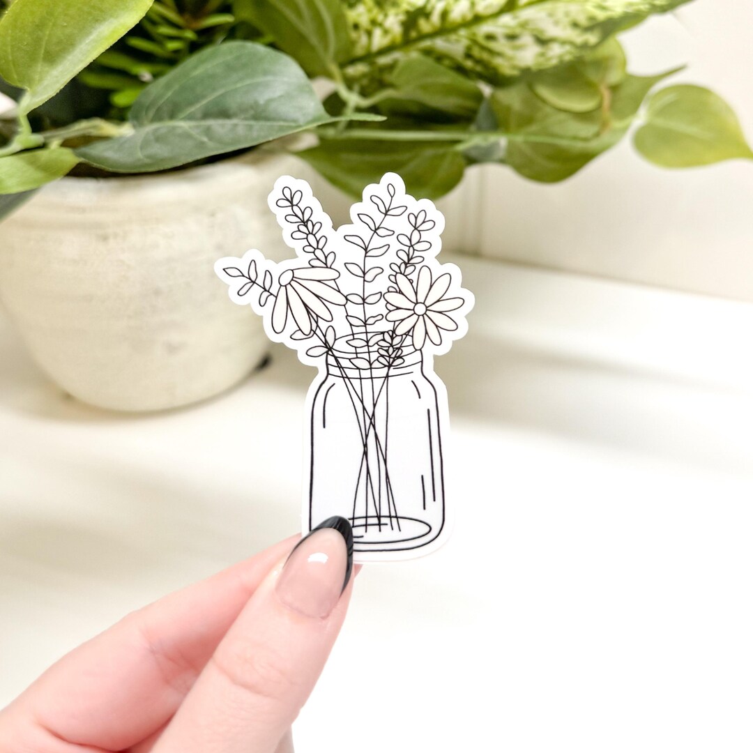 Flower Jar Sticker - Etsy