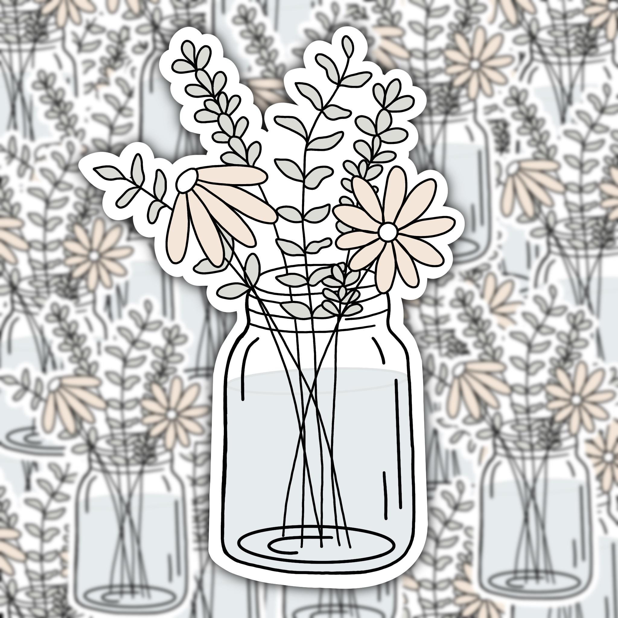 Flower Jar Sticker - Etsy
