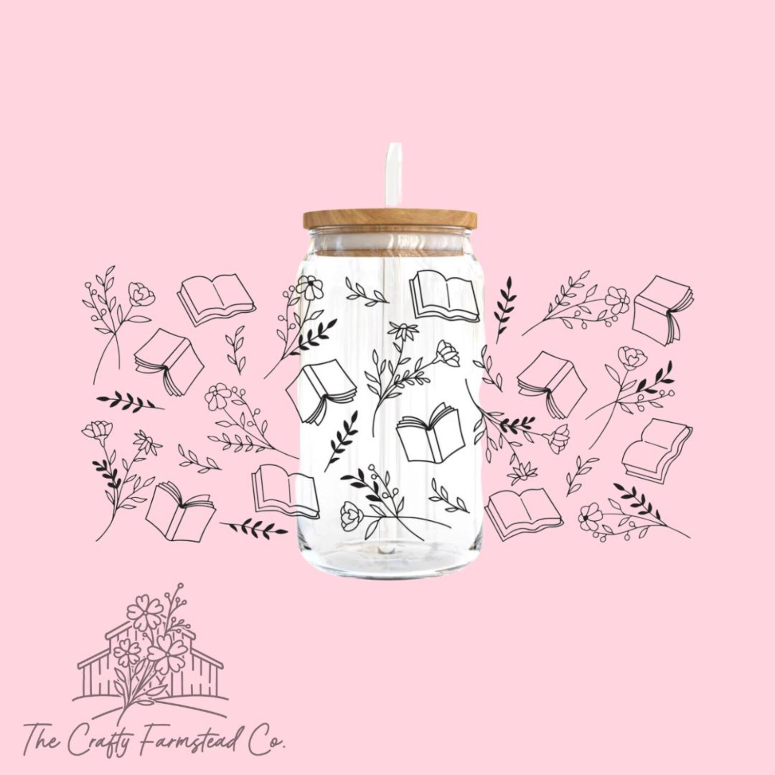 Black Book Floral Outline 16 Oz Libbey Cup - Etsy
