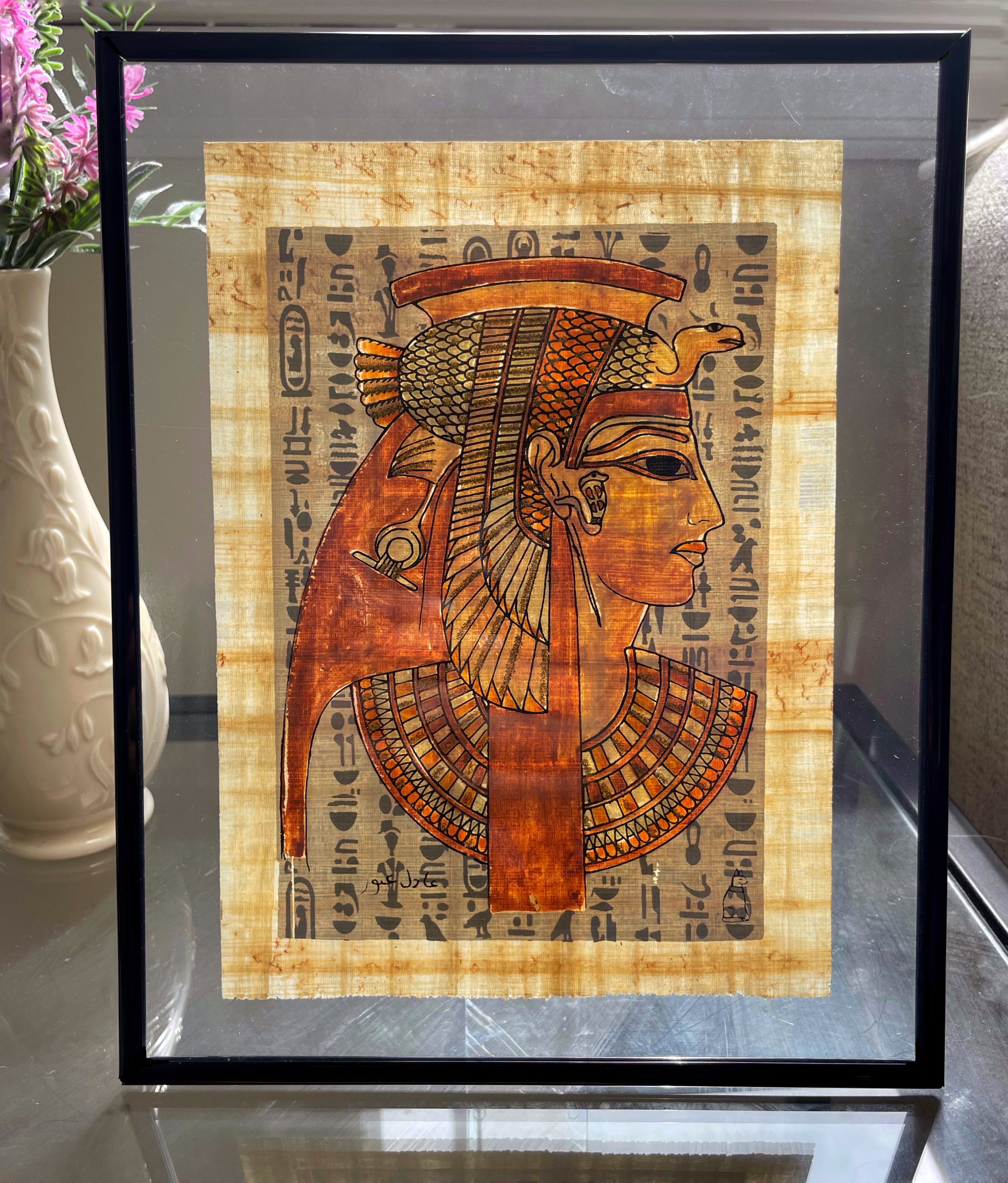 Cleopatra Ancient Egyptian Papyrus Paper Wall Art With a Luminescent ...