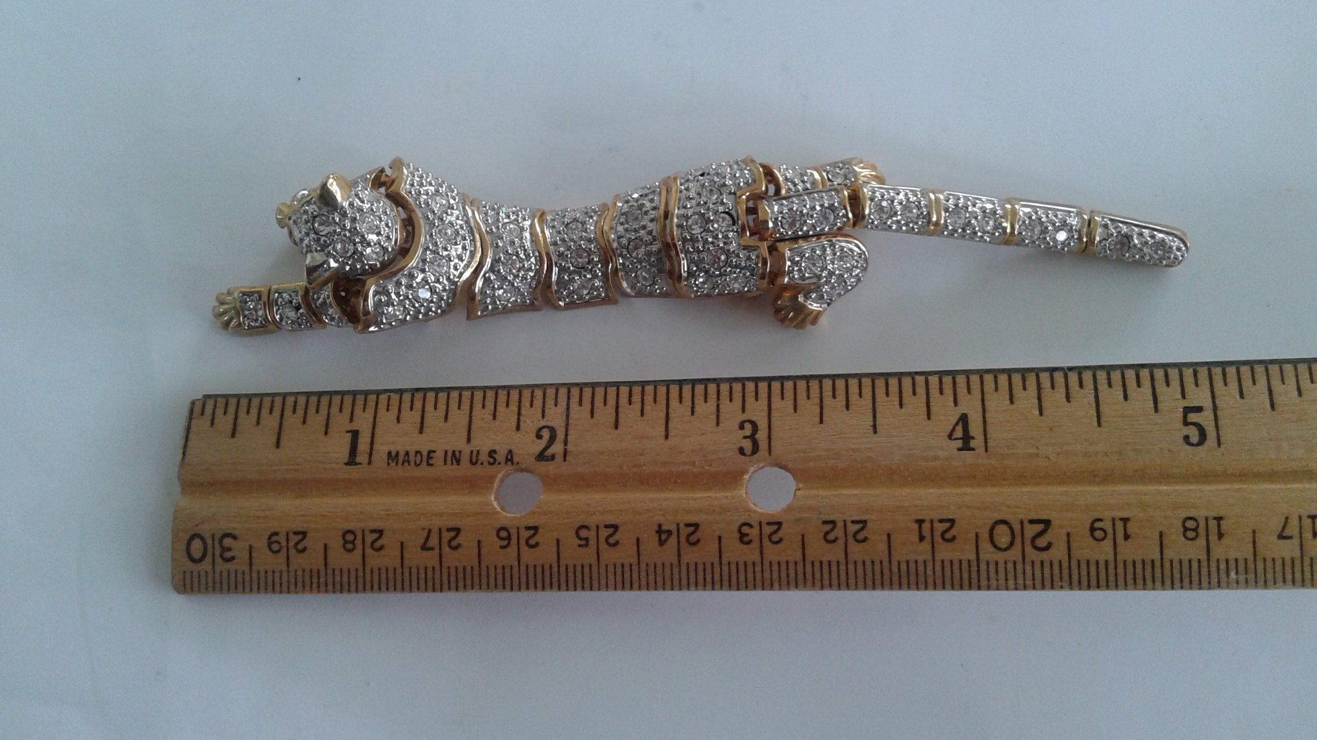 Big Tiger Pin Articulated 5 Inches Long. Silver and Gold W - Etsy