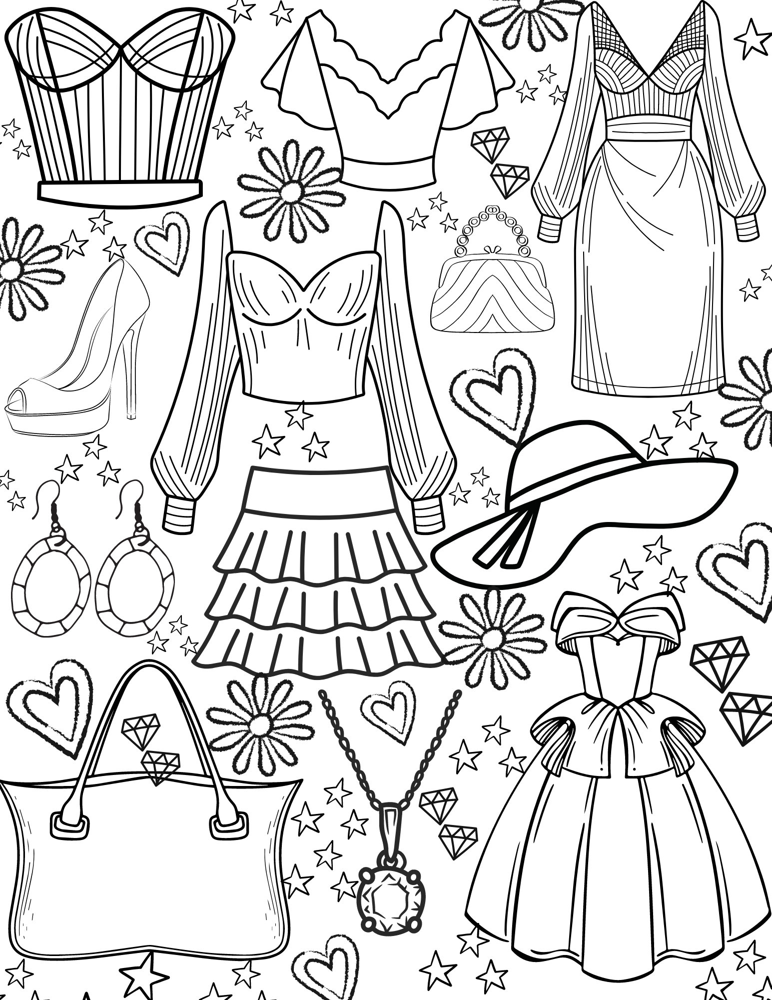 Editor's Fashion Kids Coloring Pages - Etsy