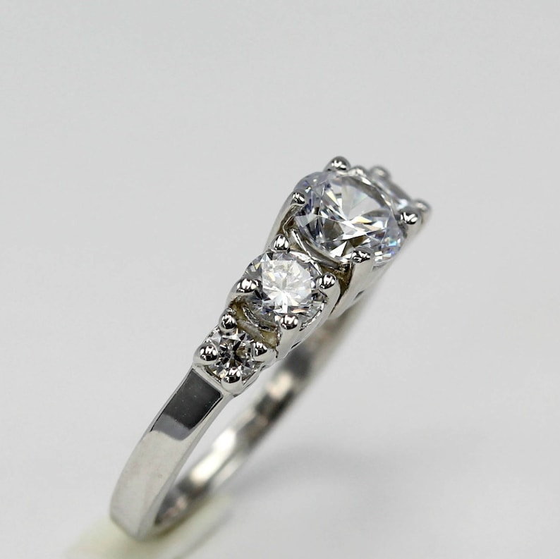 Art Deco Sterling Silver 5 Stone Cindy Engagement Ring Size | Etsy