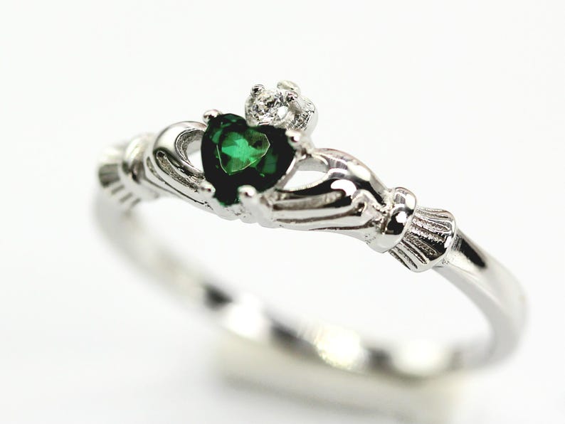 Emerald Heart Claddagh Ring: Sterling Silver Irish Love Ring - Etsy