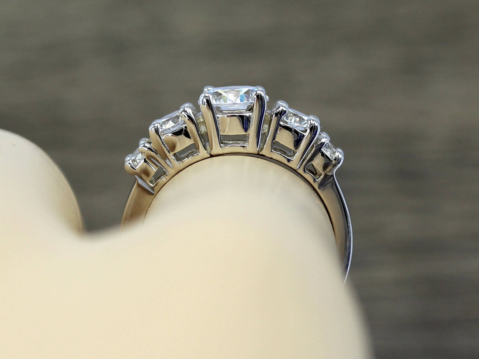 Art Deco Sterling Silver 5 Stone Cindy Engagement Ring Size | Etsy