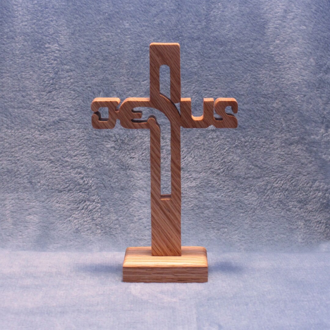 Cross on a Stand - Jesus - Oak - Etsy