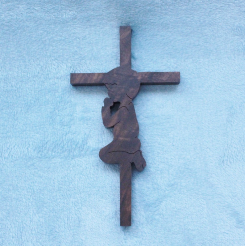 Cross of a Boy Praying - Walnut - Etsy